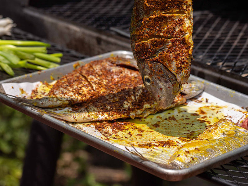 Grilled Fish with Preserved Lemon & Harissa Recipe | Fulton Fish Market