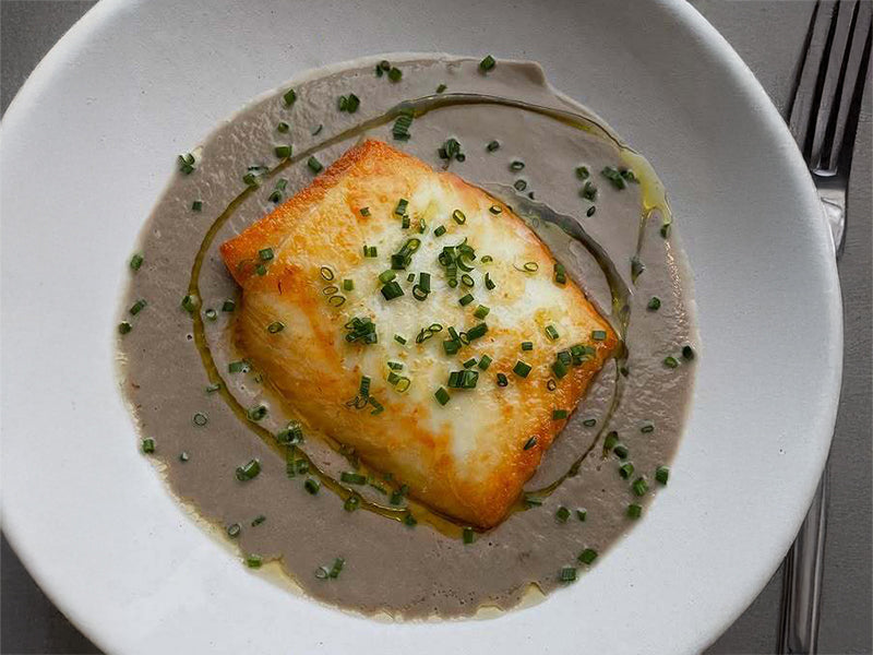 Seared Halibut with Mushroom Sauce Recipe | White Fish Recipe