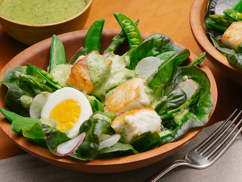 Wild Alaska Halibut Green Goddess Salad Recipe | Simple Halibut Recipe